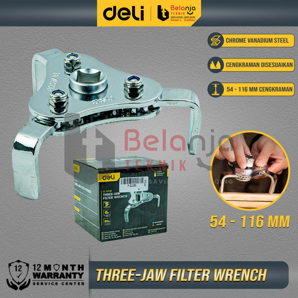 Jual Deli Kunci Buka Filter 54 - 116 mm Oli Universal Oil Filter Wrench ...