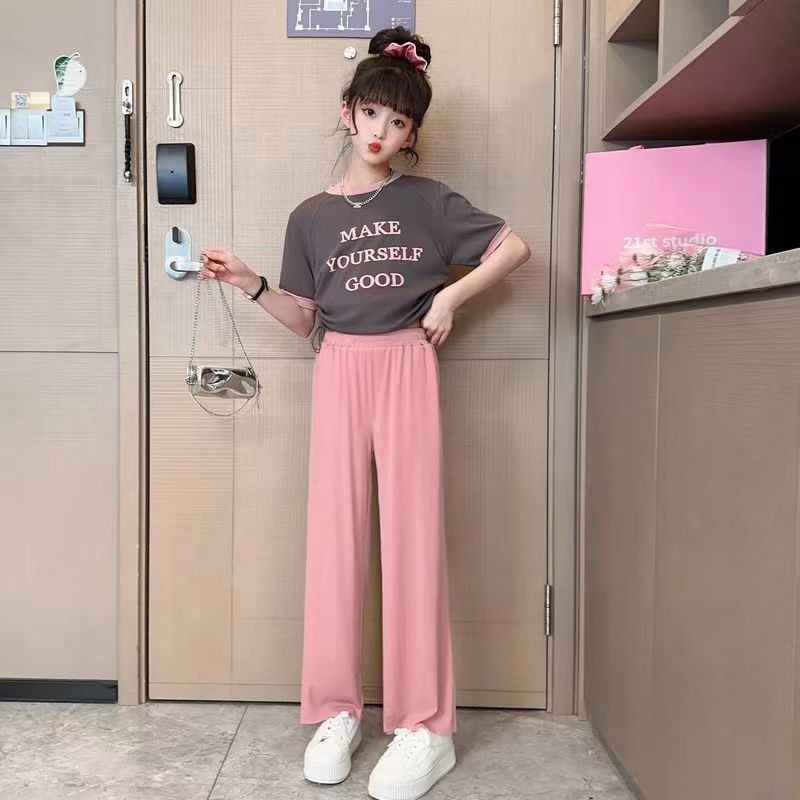 Jual Pinggang Terkendali Cetak Huruf Bergaya KoreaTT-shirt Set Dua ...
