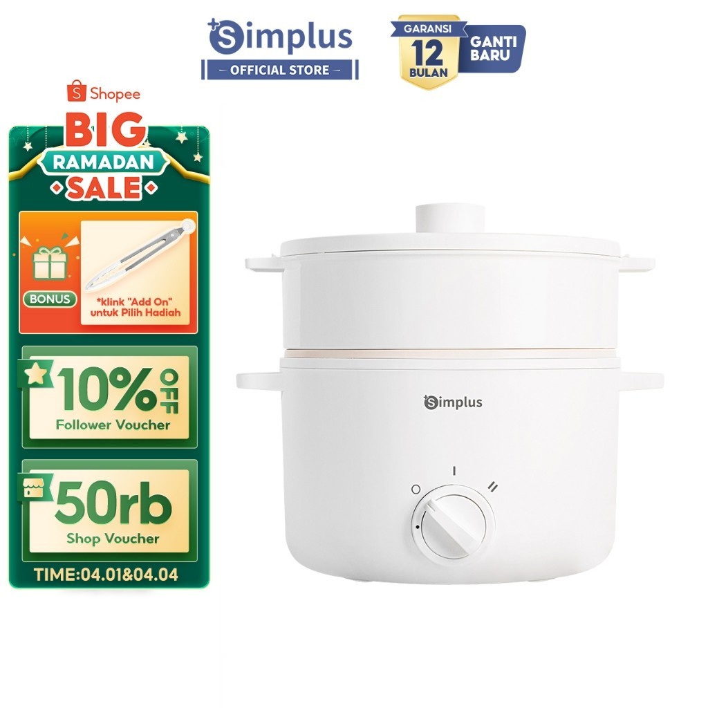 Jual Simplus Panci Listrik 3L Serbaguna Dengan Pengkukus Lapisan ...