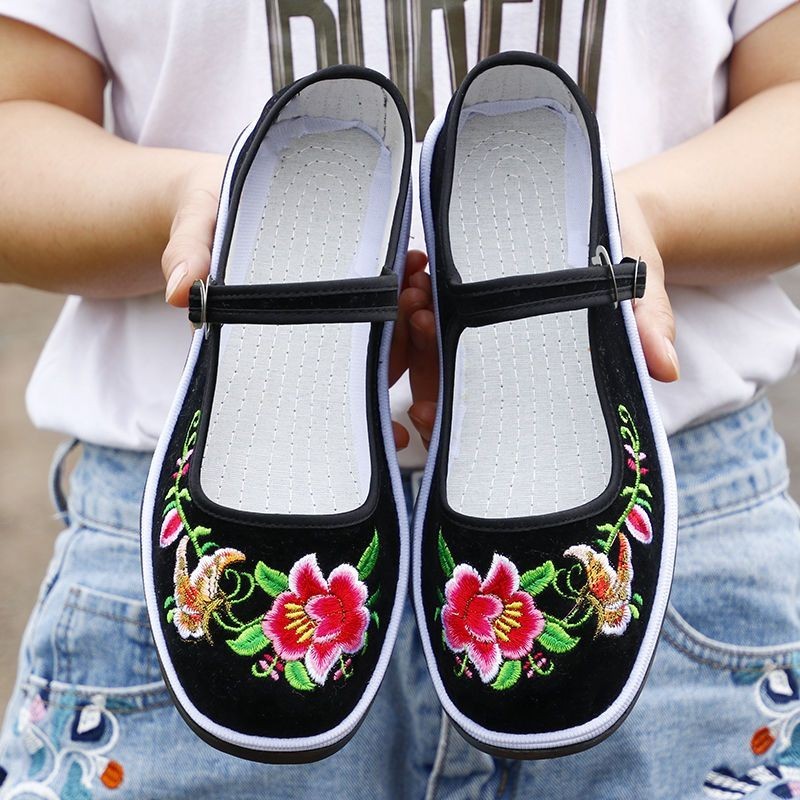 Jual Sepatu Kain Buatan Tangan Baru Sepatu Bordir Mulut Persegi Sol ...