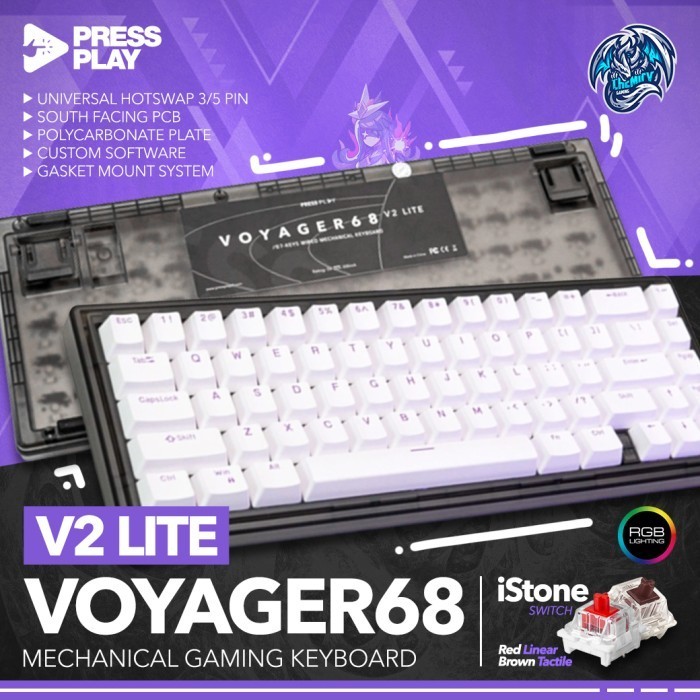 Jual Press Play Voyager 68 V2 Lite RGB Hotswap Mechanical Gaming ...