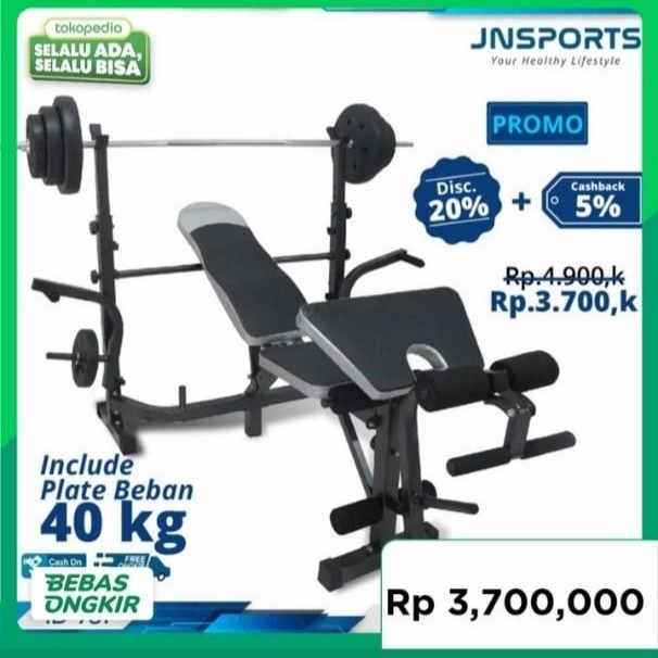 Jual New Product Alat Fitness Bench Press Id-781 Include Beban 40Kg Dan ...