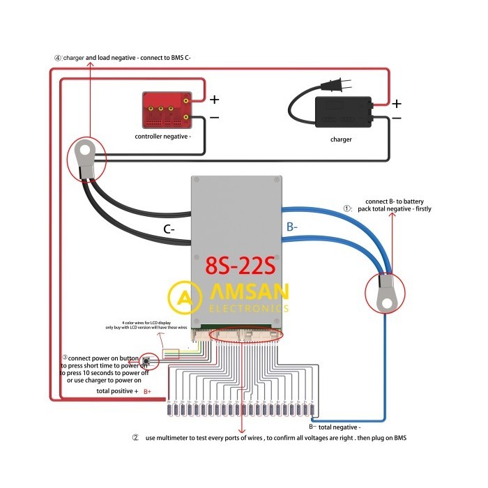 Jual Ant Bms 40A 80A 100A 7S-16S 8S-22S 17-24S Bms Li-Ion Lifepo4 Lto ...