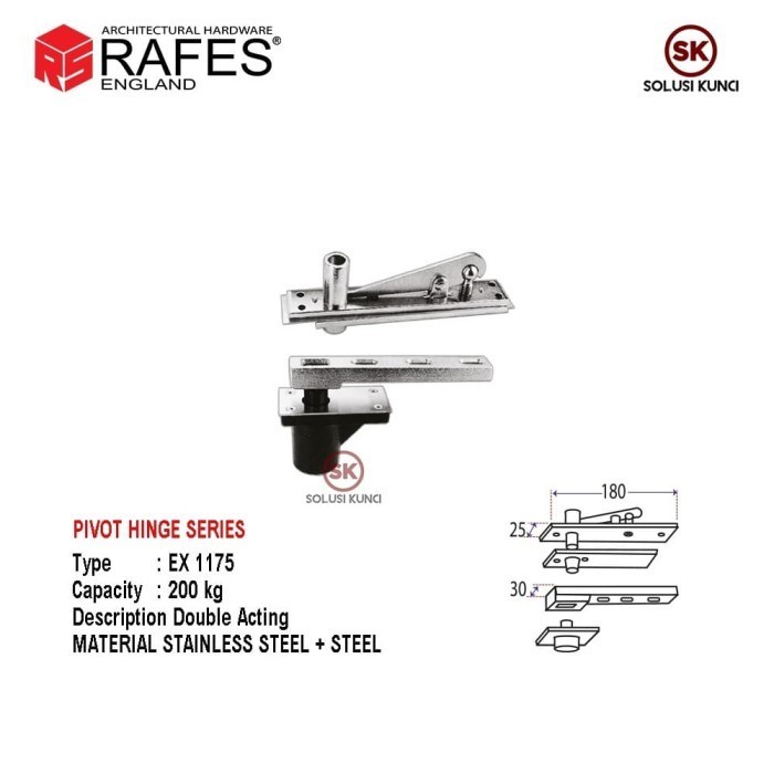 Jual Engsel Pivot Rafes Stainless Steel Sus 304 Double Acting 200 Kg ...