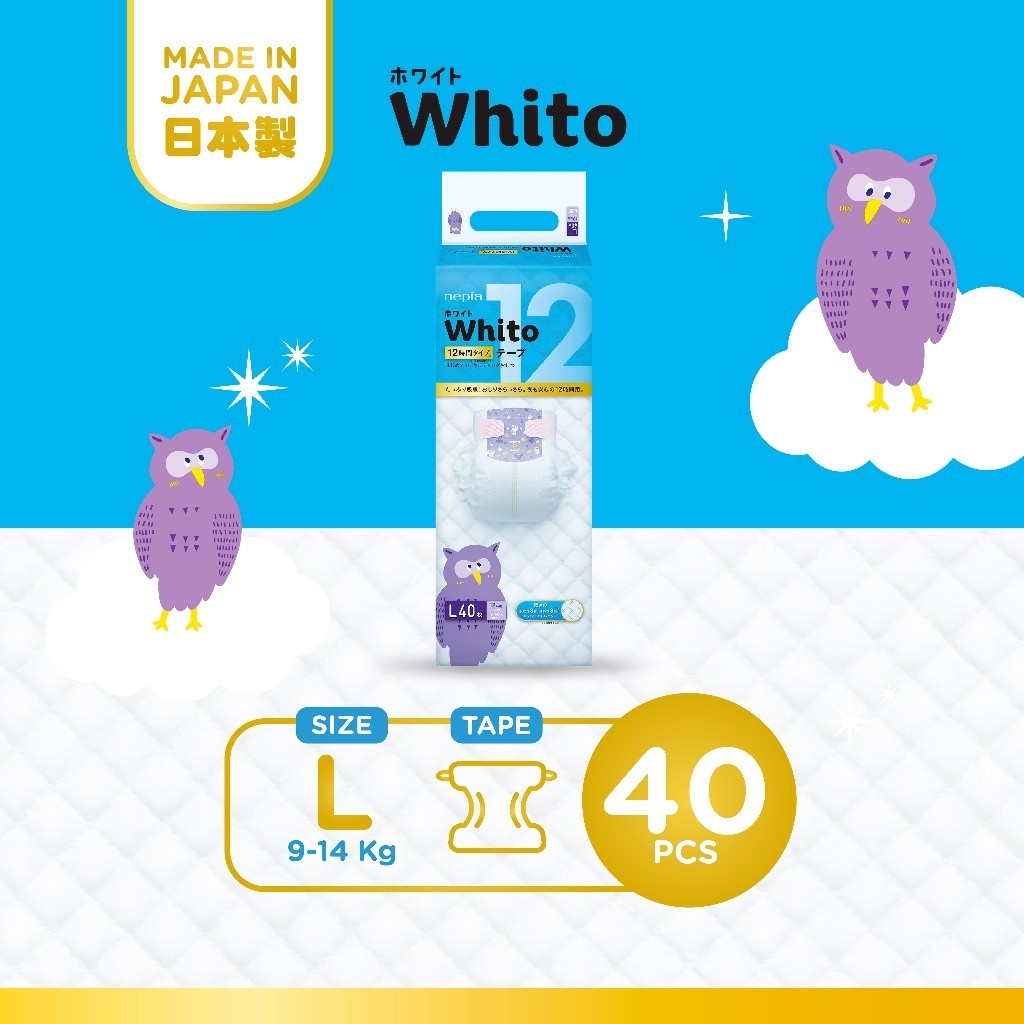 Jual Nepia Whito Diapers Tape L40 - Popok Perekat Bayi | Shopee Indonesia