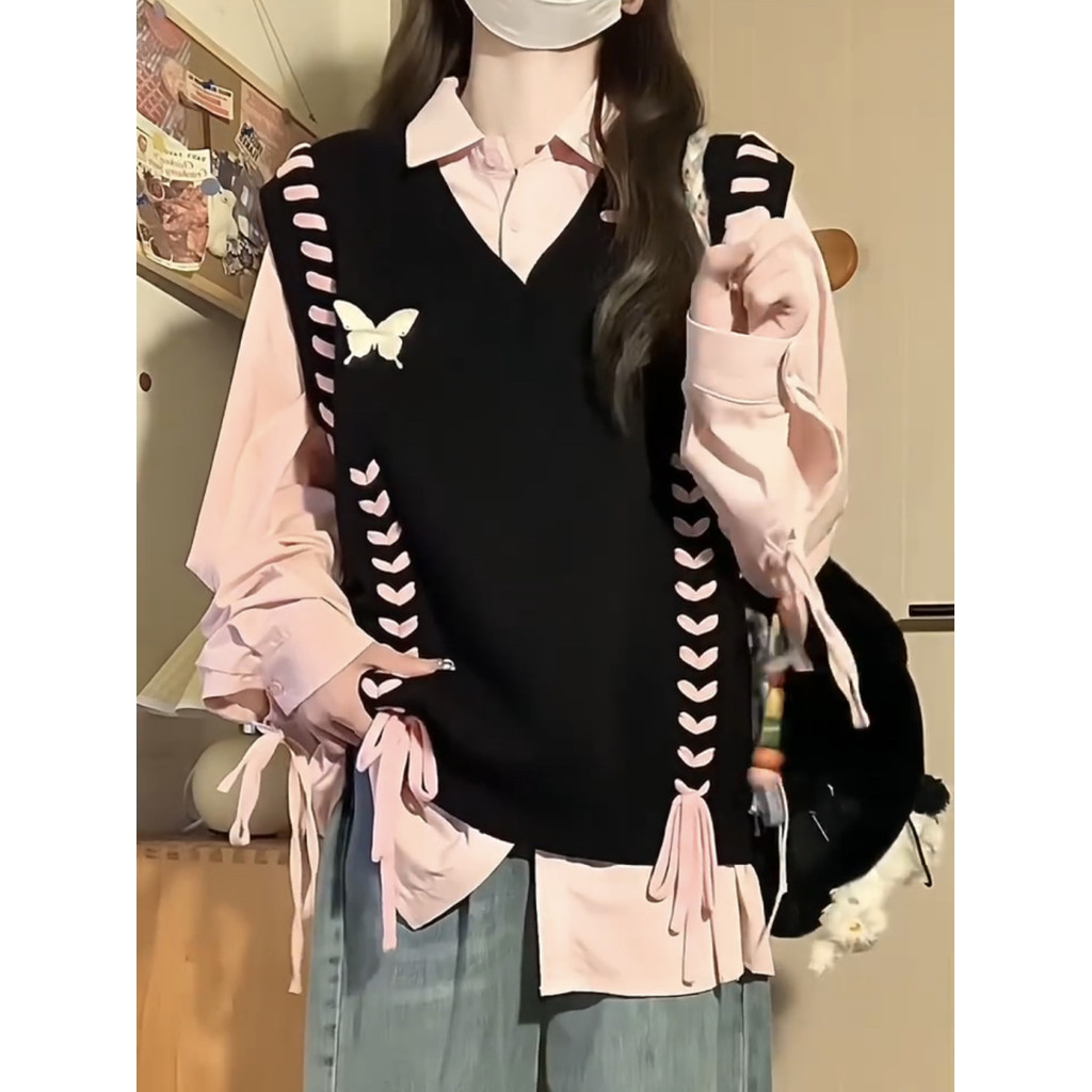 Jual Rompi Sweater Rajut Wanita, Rompi Sweater Rajut Tali Garis Terbuka ...