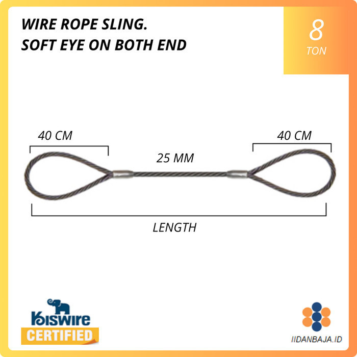 Jual Mitsell Wire Rope Sling. Soft Eye On Both End 25 Mm Swl 8 Ton ...