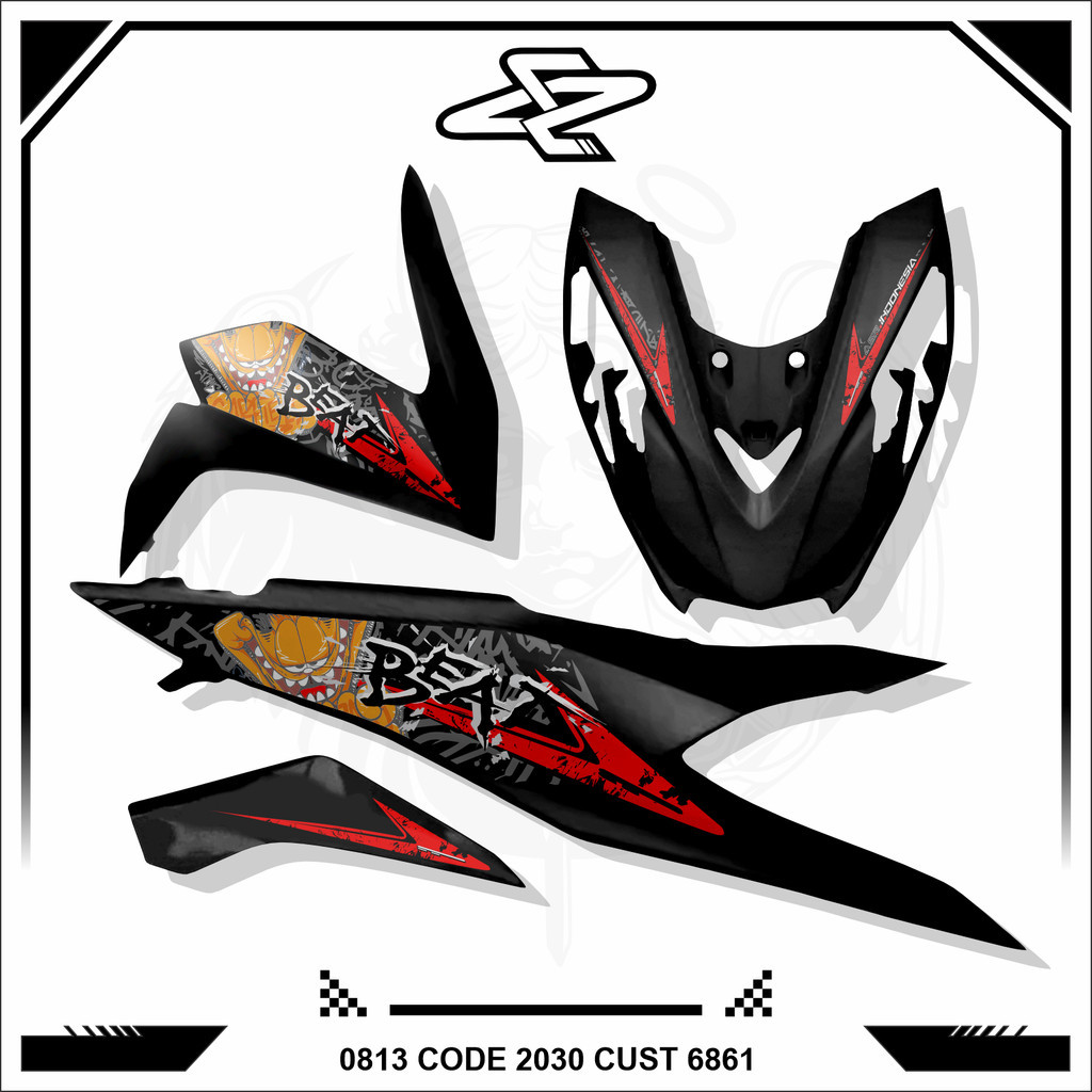 Jual triping Stiker Motor Beat Deluxe 2021 2022 2023 2024 CBS ISS ...
