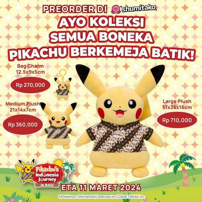 Jual PROMO TERBATAS Pokemon Official Merchandise Indonesian Exclusive Pikachu Batik Plush ...