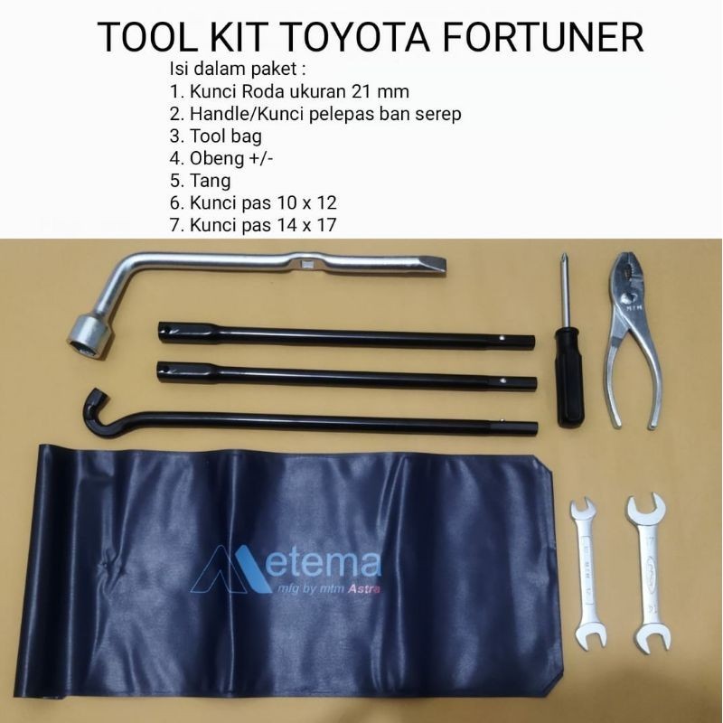 Jual Paket Toolkit Mobil Toyota Fortuner ( kunci roda,handle pelepas ...