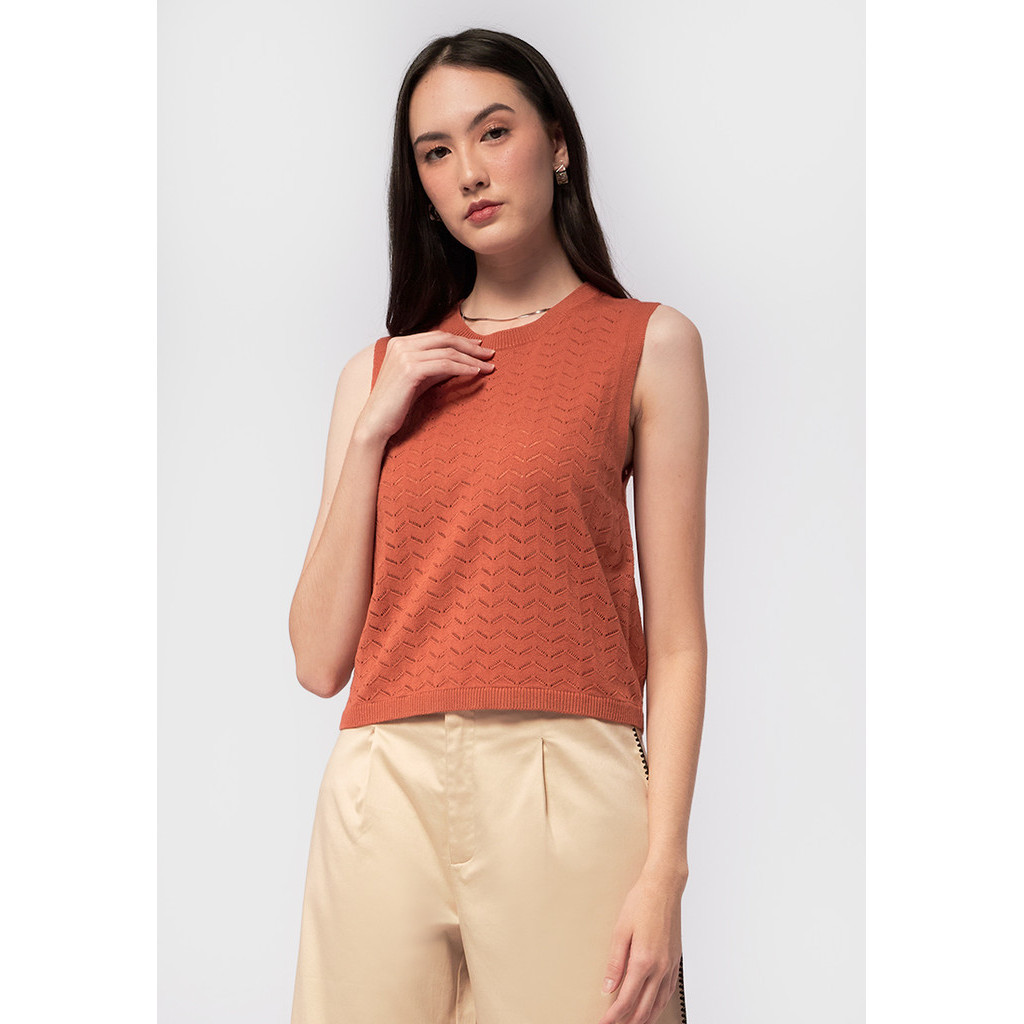 Jual Executive Sleeveless Crochet Top Terracotta | Shopee Indonesia