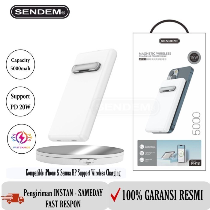 Jual Promo Sendem Wireless Ph18 Power Bank Magnetic Magsafe Fast ...