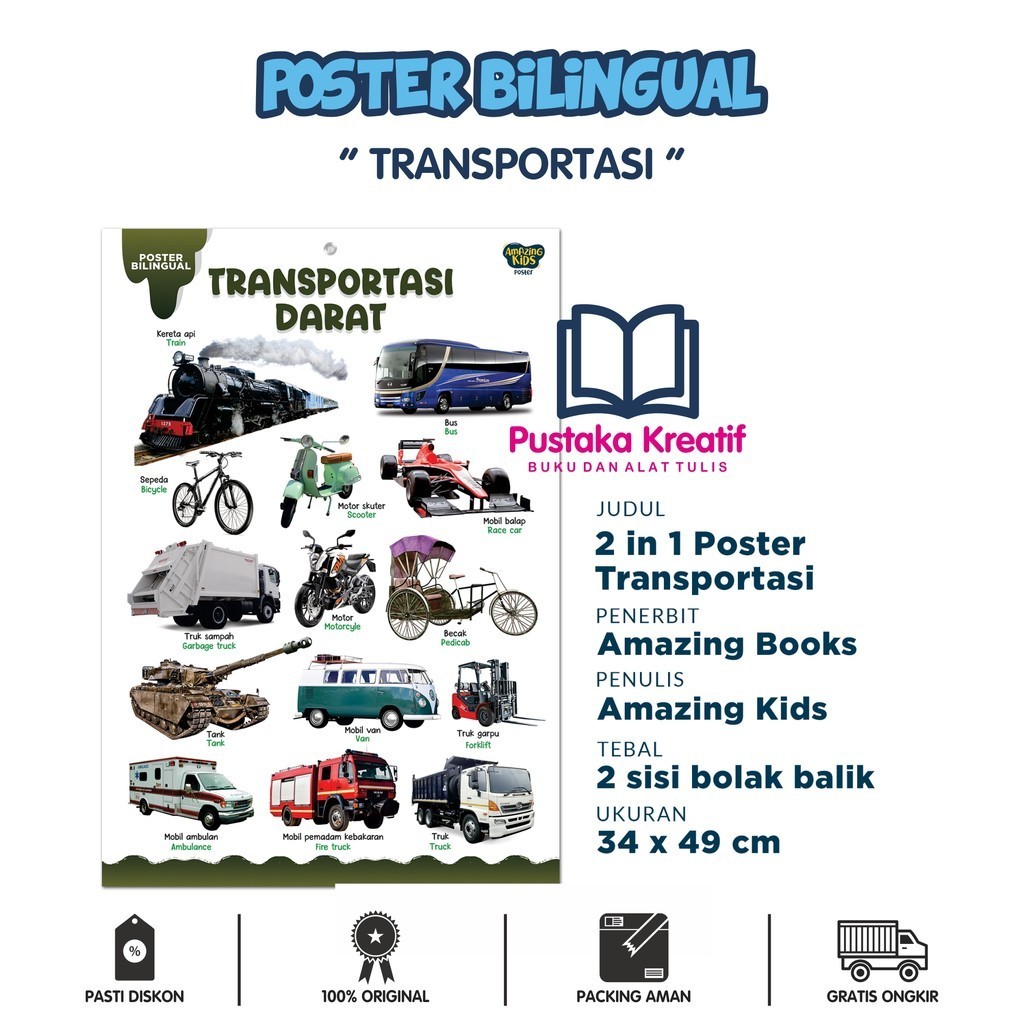 Jual Poster Bilingual: Transportasi | Shopee Indonesia