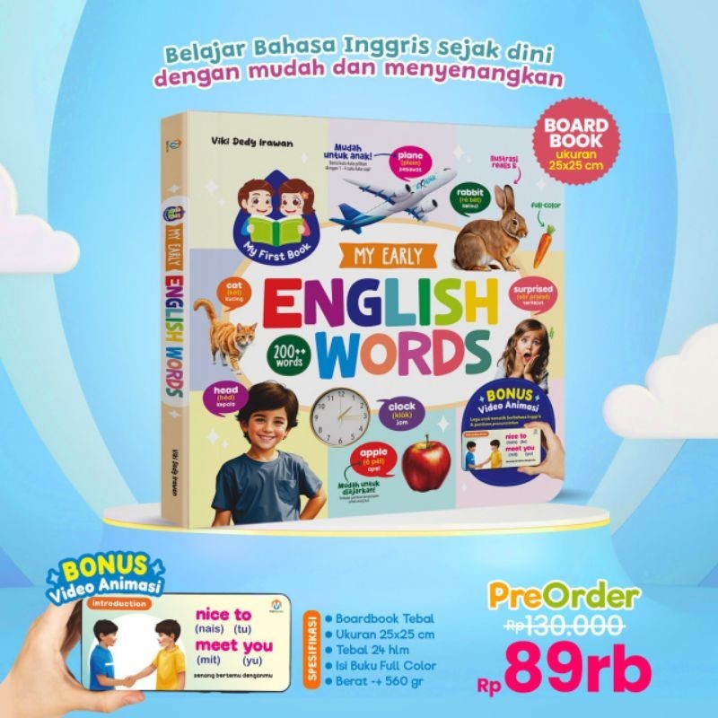 Jual My First Book Early English Words 200++ Words Bonus Video Animasi ...