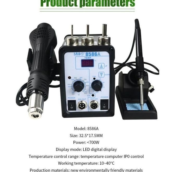 Jual 8586A 2 In 1 Solder Uap Blower Quick Soldering Station Digital ...