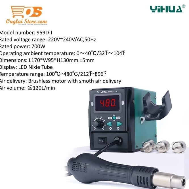Jual Blower Hp Solder Uap Station Yihua 959D-I Digital Hot Air Smd Rework | Shopee Indonesia
