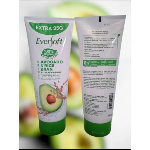 Jual EVERSOFT AVOCADO & RICE BRAN FACIAL CLEANSING FOAM SABUN CUCI MUKA ...