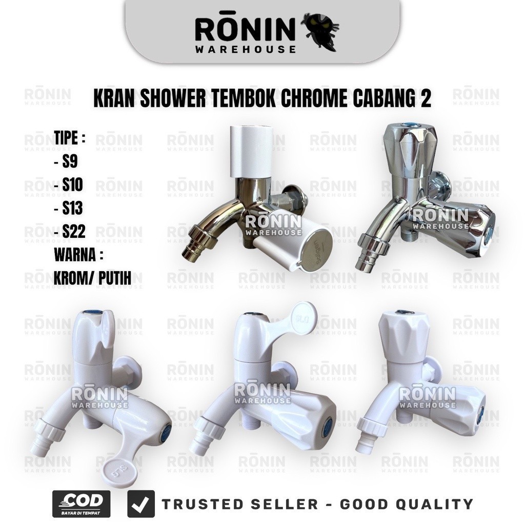 Jual SOLIGEN Kran Shower PVC Chrome Cabang 2 Double Air Tembok Toilet ...