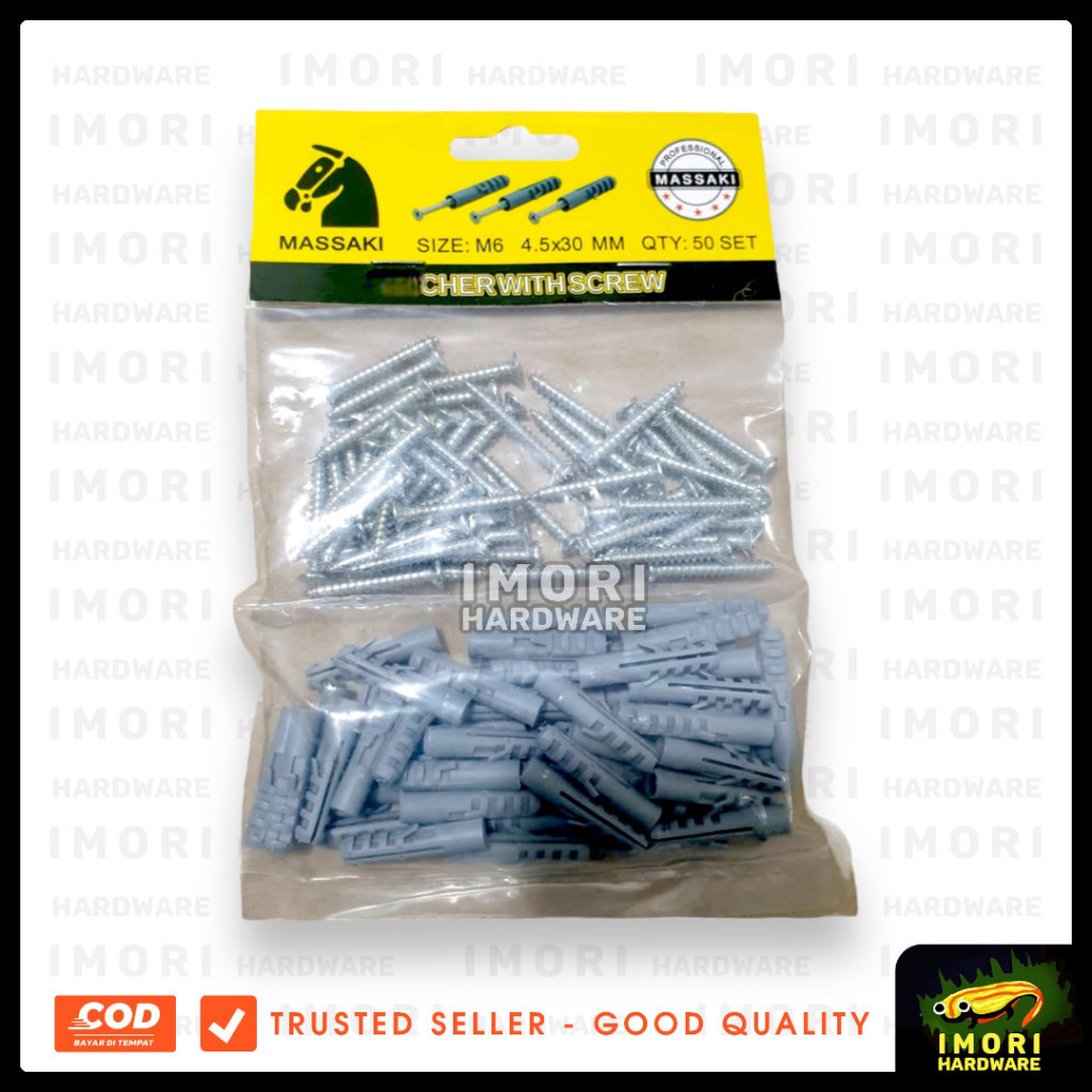 Jual MASSAKI jangkar skrup + Sekrup S6 S8 S10 S12 Bantalan Paku Pengencang Wall Plug Baut Alat ...