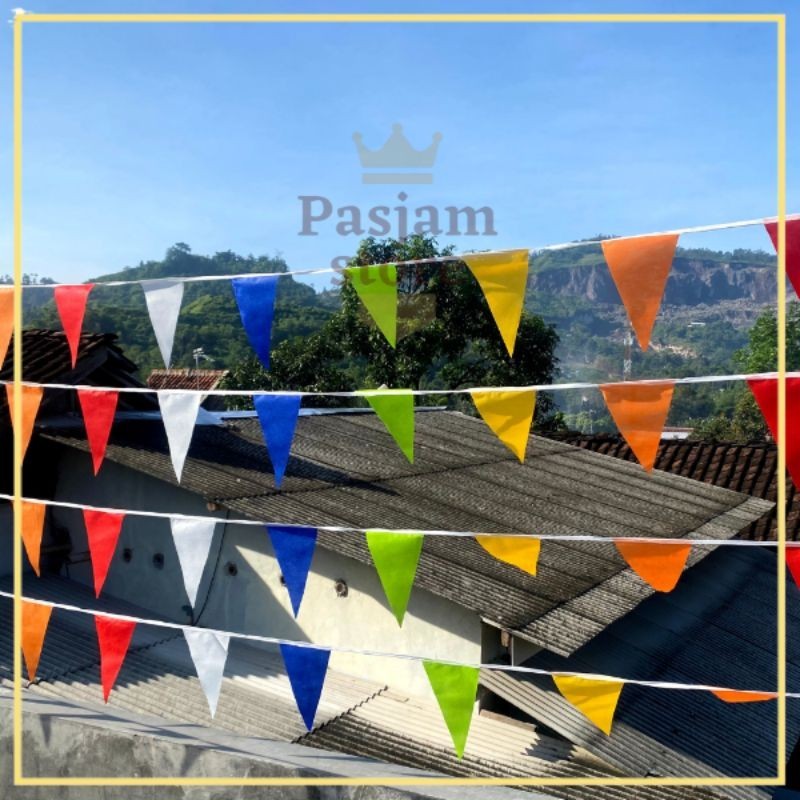Jual Bendera segitiga warna warni kain 50 meter hias festival | Shopee ...