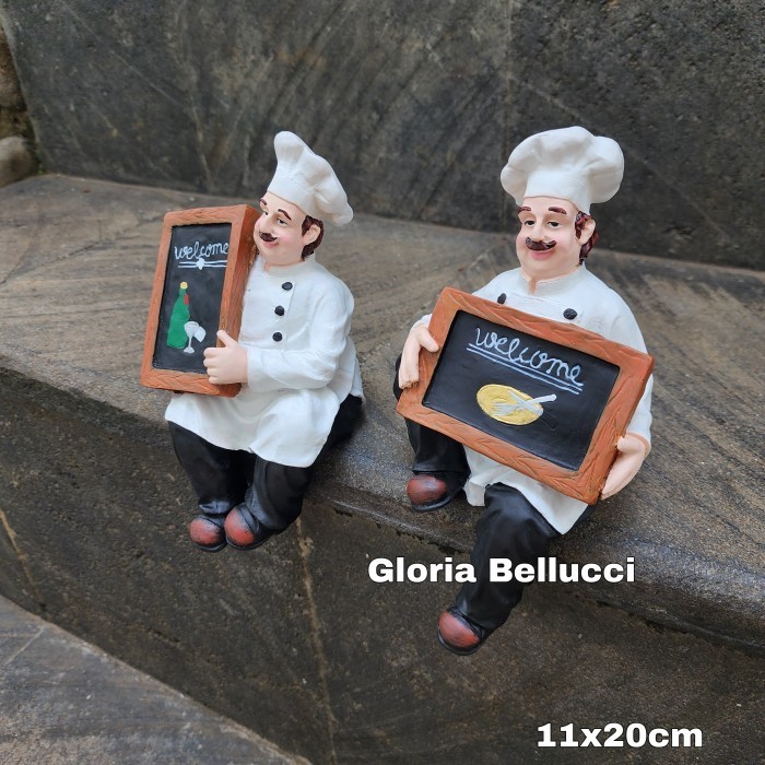 Jual Patung Pajangan Koki Papan Welcome Tepi Chef Pelayan | Shopee ...