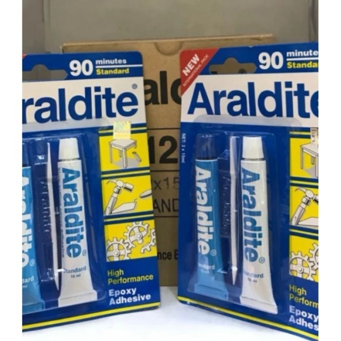 Jual Lem araldite besi araldit biru epoxy asli 90 menit isi 1 lusin 12 ...