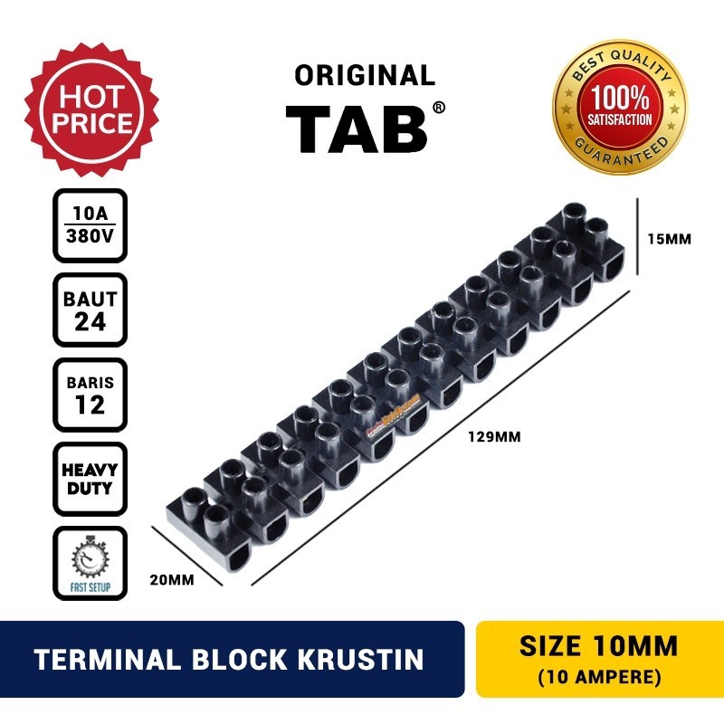Jual Terminal Blok Krustin 10mm 10Ampere Hitam TAB | Shopee Indonesia