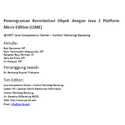 Jual (PID925) Pemrograman Berorientasi Obyek dengan Java 2 Platform Micro Edition (J2ME ...