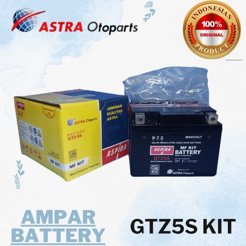 Jual AKI MOTOR ASPIRA GTZ5S MF KIT YAMAHA HONDA SUZUKI Accu Motor ...