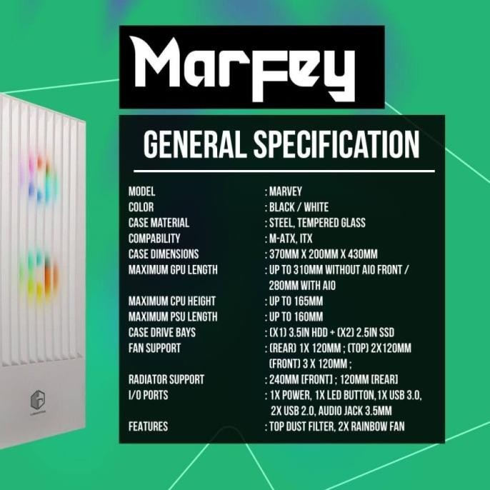 Jual Cube Gaming MARFEY M ATX Mini ITX Case Casing Pc Gaming | Shopee ...