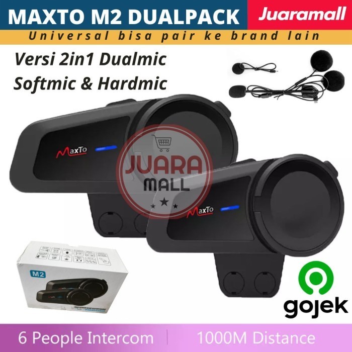 Jual Intercom Maxto M2 Bluetooth Helm Dual Mic 6 Rider Isi 2 Pcs ...