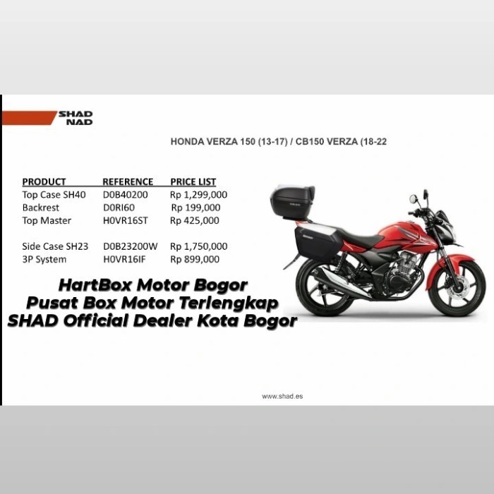 Jual BRACKET BOX SHAD 3P SIDE BRACKET HONDA VERZA 150 (13-17) / CB150 ...