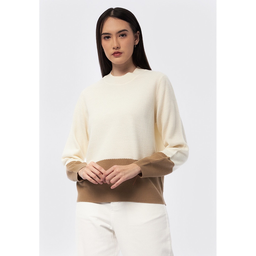 Jual Executive Colorblock Long Sleeve Sweater Off White | Shopee Indonesia