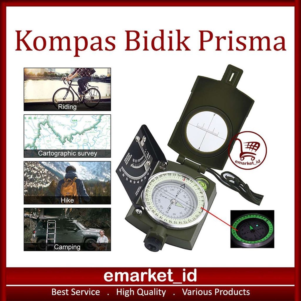 Jual Kompas Bidik Prisma AG74 / Compas Lensatic Army / Compass Camping ...