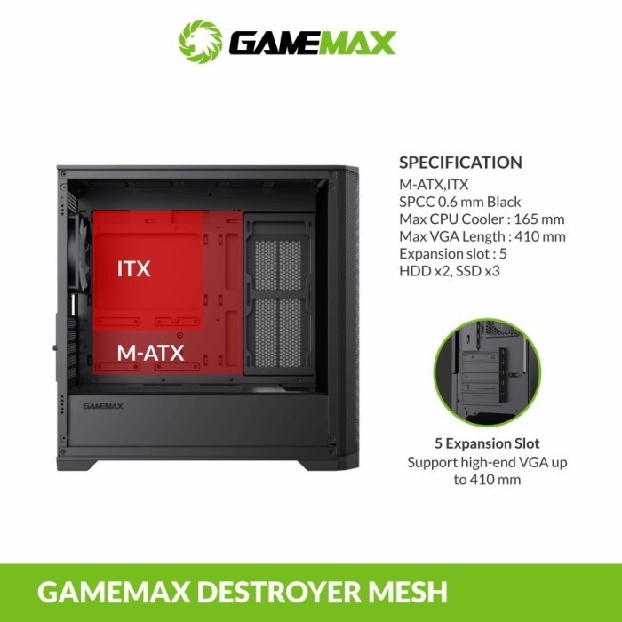 Jual Casing Pc Gamemax Destroyer Mesh Black Micro Atx Free 4Fan Rgb ...