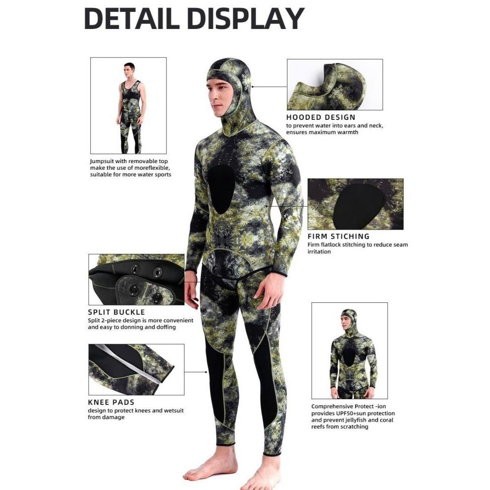 Jual Wetsuit Spearfishing Scuba Diving Camouflage 3mm - 3 in 1 style ...