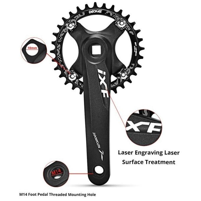 Jual Ixf Crankset Single Crank Arm 170 Mm Square Kotak Bcd 104 Merah ...