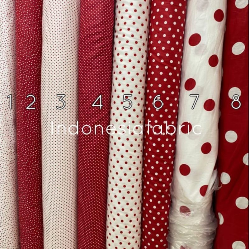 Jual UK1 0.5 Meter Kain Bahan Katun Jepang Tokai Polkadot Polka Dot ...