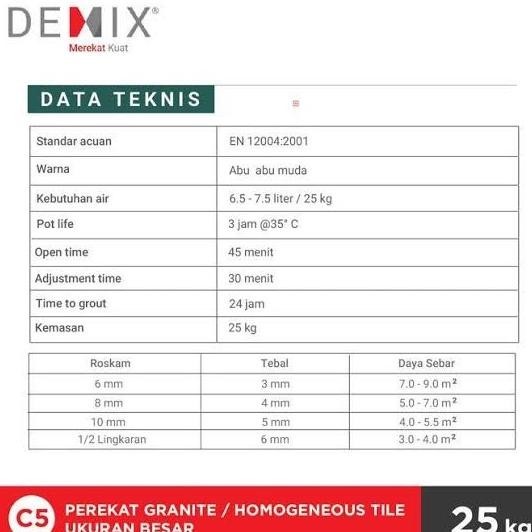 Jual Demix C5 Perekat Granite Homogeneous Tile Ukuran Besar Big Slab ...
