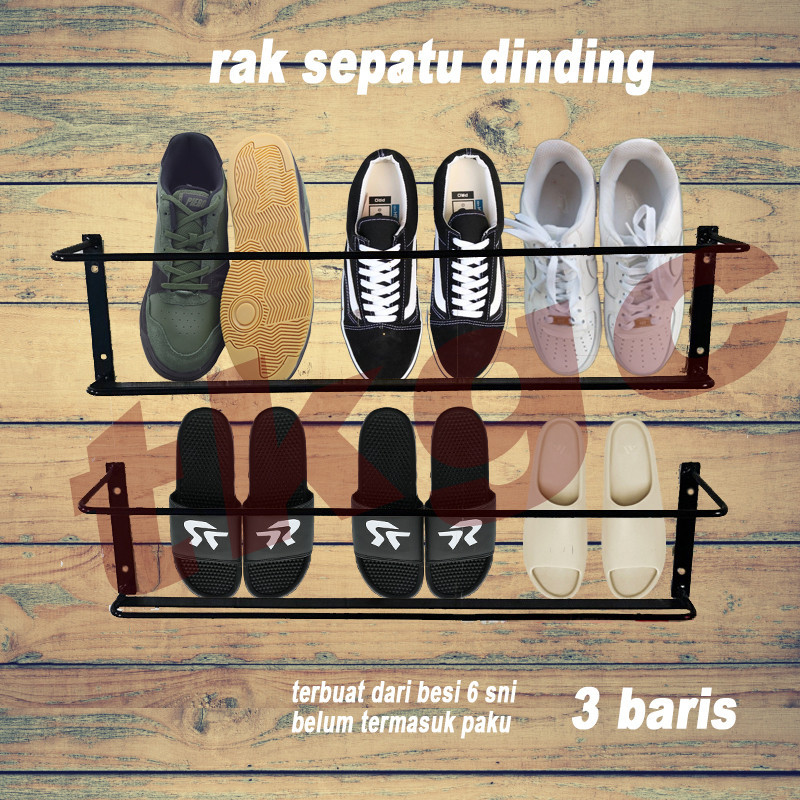 Jual Besi Rak Gantungan sepatu sandal 3 Baris Panjang 60cm tempel ...