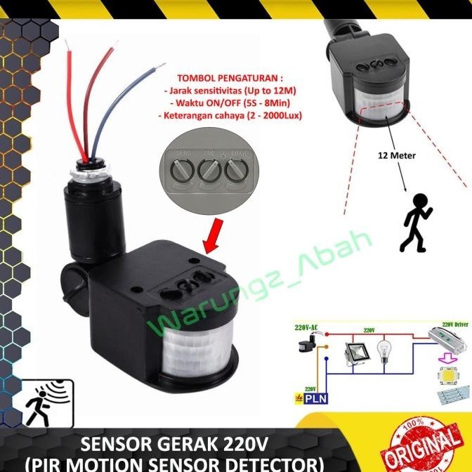Jual SAKLAR LAMPU OTOMATIS PIR MOTION DETECTOR SENSOR GERAK DETECTOR ...