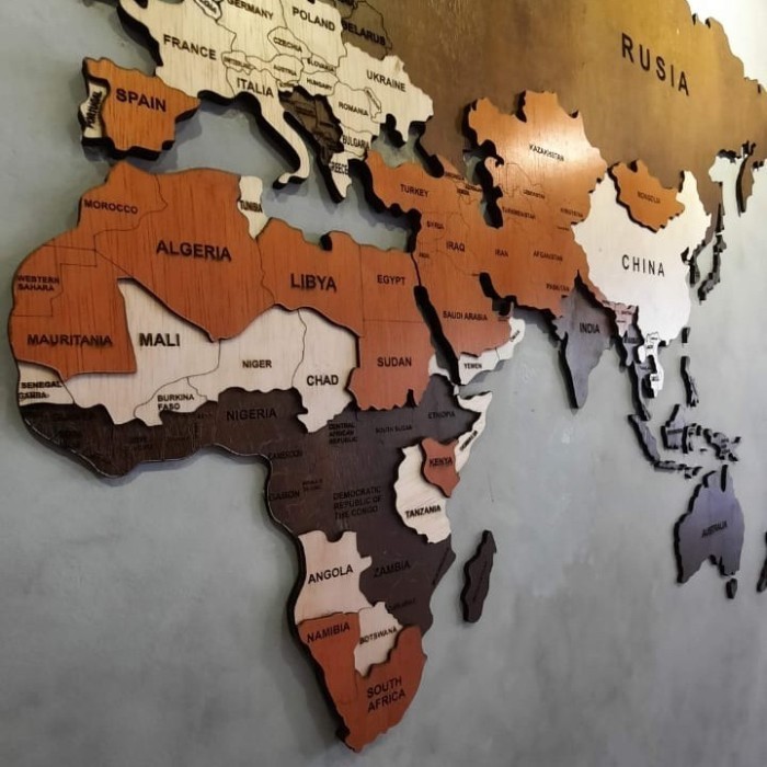 Jual World Map Decor / Hiasan Dinding Peta Dunia Kayu Layer Size Xl ...