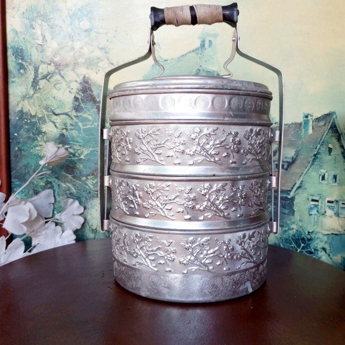 Jual [EWD] Rantang Makanan Enamel Aluminum Ukiran Jadul Antik Vintage ...