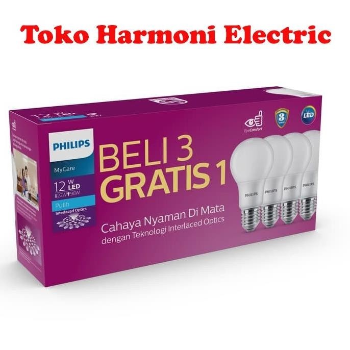 Jual Lampu Philips Led 12 Watt Promo Multipack MyCare Bulb 12w 3 Gratis ...
