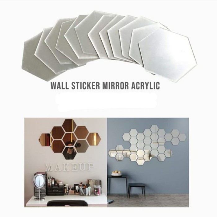 Jual Stiker Cermin Tempel Dinding Tembok Segi Enam Sticker Kaca ...