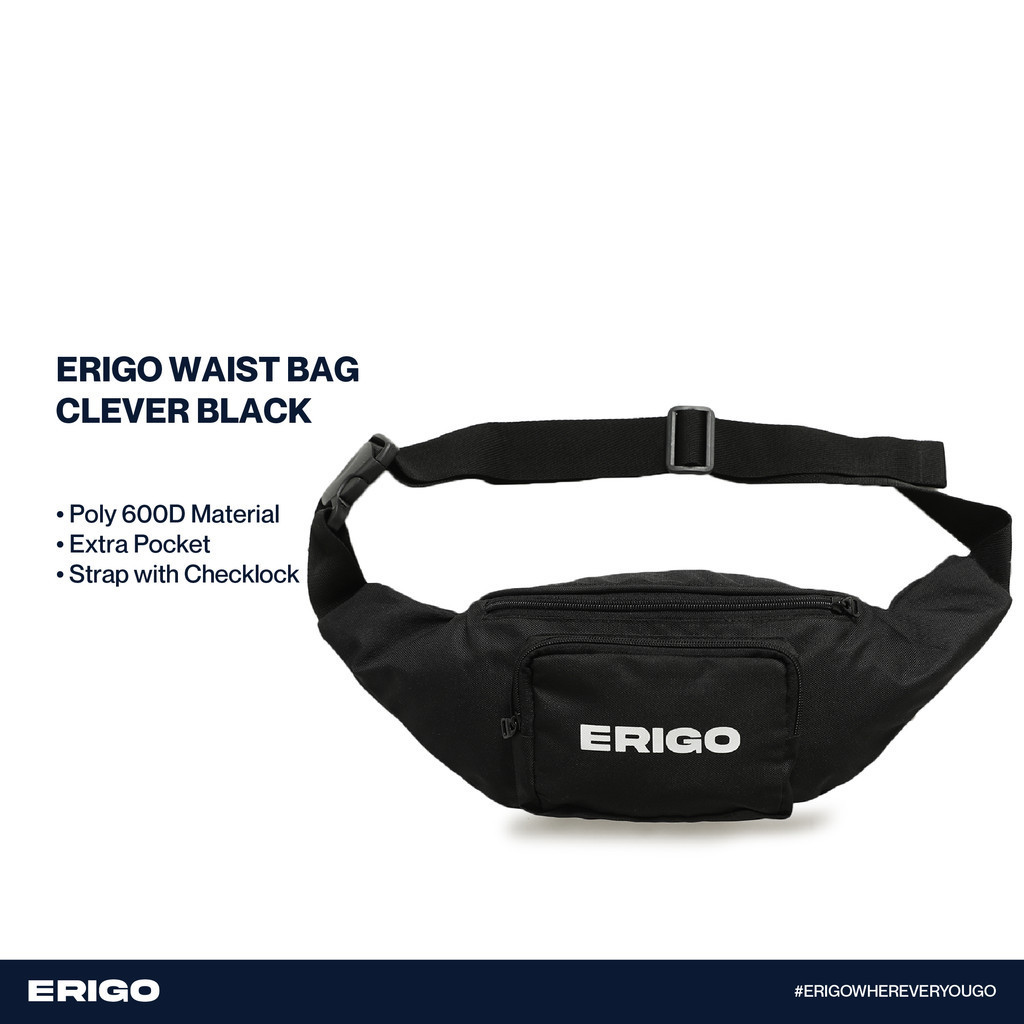 Jual Erigo Waist Bag Clever Black Unisex | Shopee Indonesia