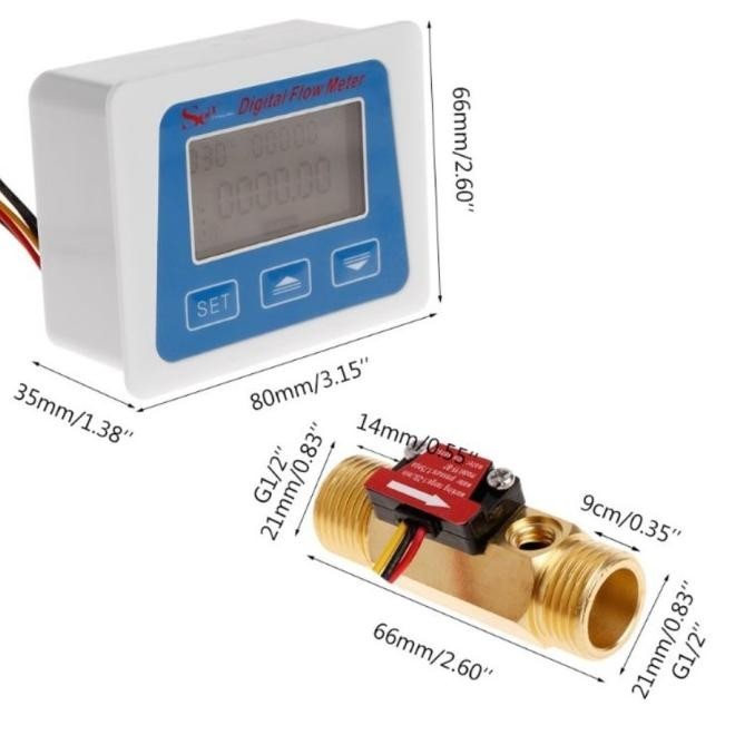 Jual Digital Flow Meter Control Display With Water Sensor 3/4 Inch Lcd ...