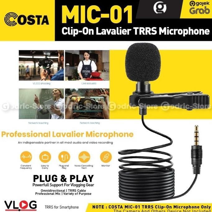 Jual COSTA 01 Microphone Clip On 3.5mm TRRS Mic for Smartphone PC Plug ...