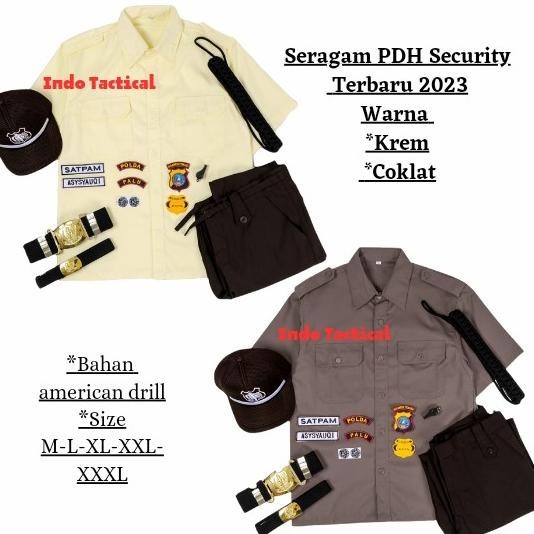 Jual Baju Seragam PDH Satpam Krem Lengkap, Seragam Security Krem dan Coklat | Shopee Indonesia