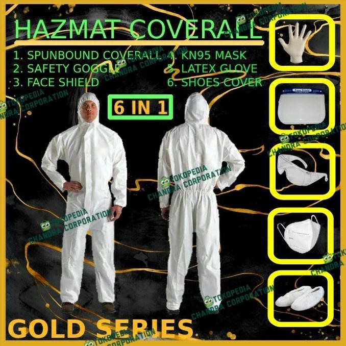 Jual Apd Lengkap Hazmat Full Set + Gloves Shoes Cover Baju Apd Gold ...